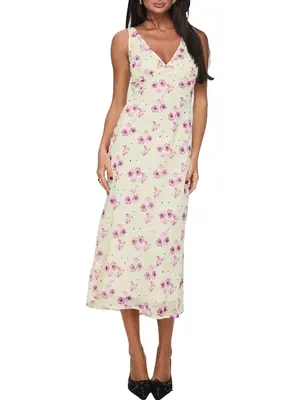 Princess Polly Nellie Floral Midi Dress - Yellow Floral