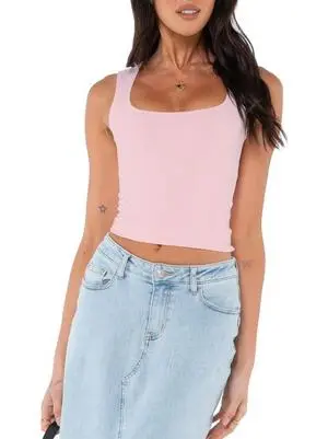 Princess Polly Zoe Square Neck Crop Tank - Light Pink