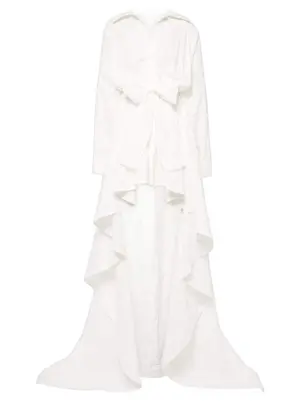 Norma Kamali Embroidered Asymmetric Gown - White