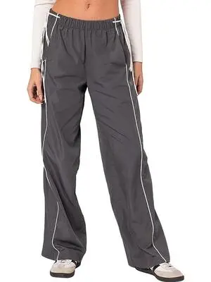EDIKTED Scarlot Ribbon Track Pants - Dark Gray
