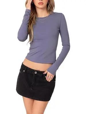 EDIKTED Tay Long Sleeve Top - Dark Gray