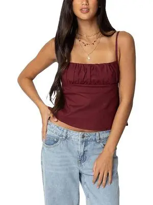 EDIKTED Open Back Top - Burgundy