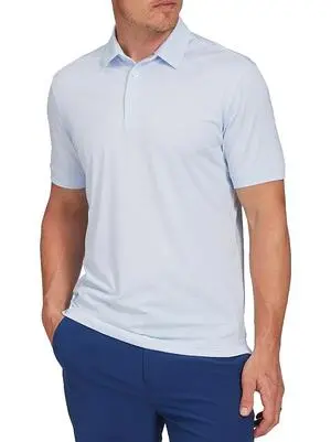Mizzen+main Versa Short Sleeve Polo Light Blue White Stripe