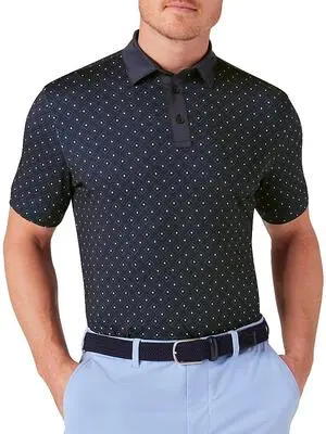 Mizzen+main Versa Short Sleeve Polo Navy Diamond Dot
