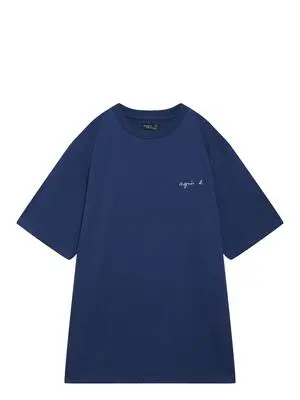 AGNÈS B. Logo-embroidered Cotton T-shirt - Blue