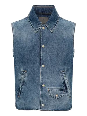 Givenchy Logo-embroidered Denim Vest - Blue