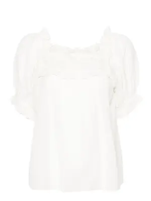 DÔEN DÔEN Lace-Detailed Puff-Sleeve Blouse