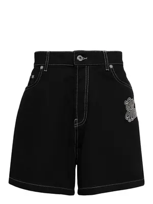 Off-White Logo-appliqué Denim Shorts - Black