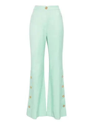 Patou Button-hem Flared Trousers - Green