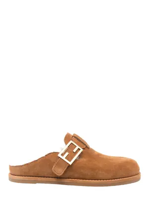 Fendi Feel Suede Slippers - Brown