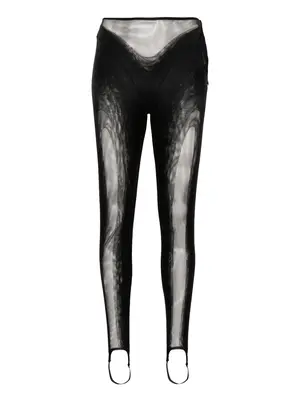 MUGLER Stirrup Mesh Leggings - Black