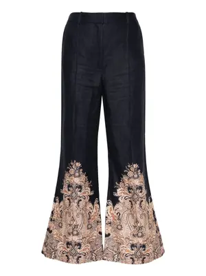 Zimmermann Natura High-waisted Flared Trousers - Blue