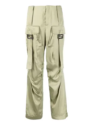 Fendi Satin-finish Cargo Trousers - Green
