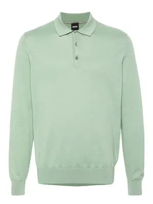 BOSS Long-sleeve Cotton Polo Shirt - Green