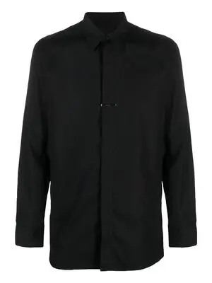 Givenchy Logo-plaque Pointed-collar Cotton Shirt - Black