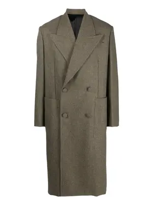 Givenchy Double-breasted Herringbone Wool Coat - Green