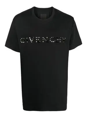 Givenchy Stud-embellished Logo Cotton T-shirt - Black