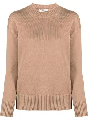Max Mara Round-neck Wool-blend Jumper - Brown
