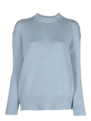 Max Mara Round-neck Wool-blend Jumper - Blue