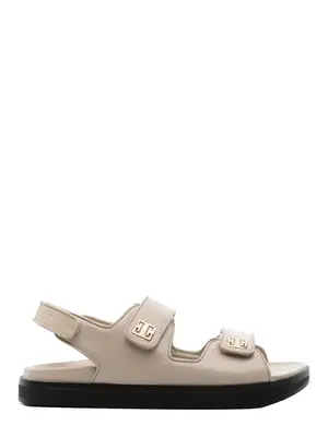 Givenchy 4g-plaque Leather Sandals - Neutrals