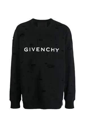 Givenchy Logo-print Distressed Sweatshirt - Black