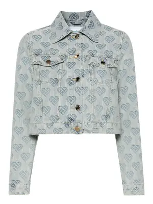 Casablanca Heart Monogram-jacquard Denim Jacket - Blue