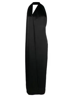 Loewe Scarf Satin Maxi Dress - Black