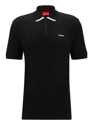 Hugo Logo-print Cotton Polo Shirt - Black