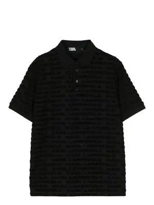KARL LAGERFELD Flocked-monogram Polo Shirt