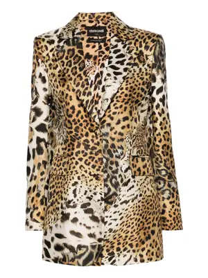 ROBERTO CAVALLI Roberto Cavalli Jaguar Skin-Print Silk Blazer
