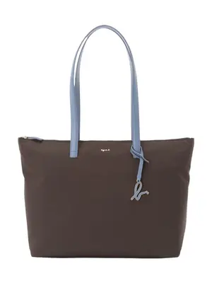 AGNÈS B. Logo-lettering Two-tone Tote - Brown
