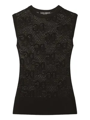 Dolce & Gabbana Sleeveless Lace-stitch Top - Black