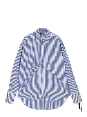 MARINA YEE Striped Draped Cotton Shirt - White