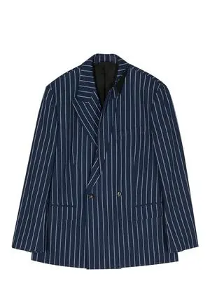 MARINA YEE Striped Double-breasted Blazer - Blue