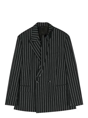 MARINA YEE Striped Double-breasted Blazer - Black