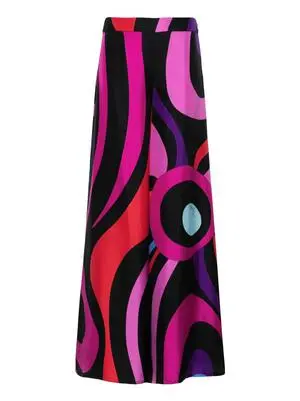 Emilio Pucci Marmo-print Silk Palazzo Pants - Black
