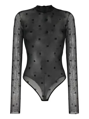 GIVENCHY Givenchy Logo-Print Mesh Bodysuit