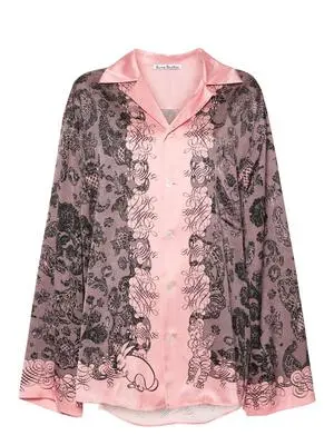 Acne Studios Floral-print Satin Shirt - Pink