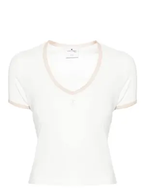 COURREGES Logo-embroidered T-shirt - White