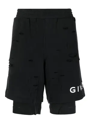 Givenchy Logo-print Knee-length Track Shorts - Black
