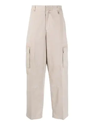 Fendi Logo-patch Wide-leg Trousers - Neutrals