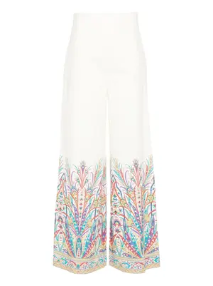 Etro Botanical-print Wide Leg Trousers - White