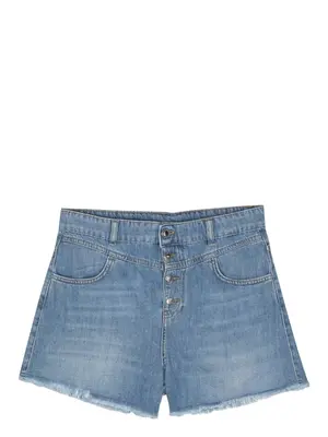 Liu Jo Fringe-detail Denim Shorts - Blue