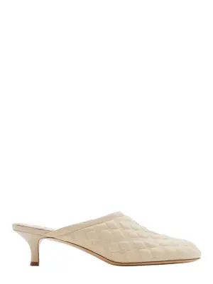 Burberry Quilted Embroidered Mules - Neutrals