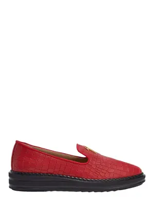 GIUSEPPE ZANOTTI Logo-lettering Loafers - Red