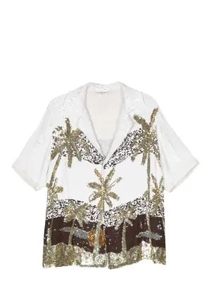 P.a.r.o.s.h Palm Tree Sequin-embellished Shirt - White