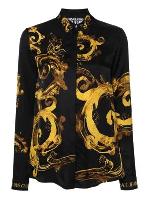 Versace Versace Jeans Couture Watercolour-Print Shirt Black