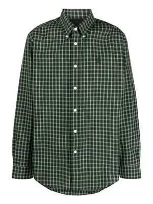 Givenchy 4g Motif-embroidered Checked Shirt - Green