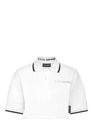 PLEIN SPORT Logo-print Cotton Polo Shirt - White
