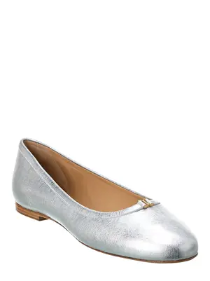 Chloé Marcie Metallic Leather Ballet Flat Silver